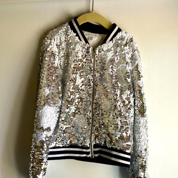 Rockets Of Awesome | Jackets & Coats | Silver White Slip Sequin Bomber ...